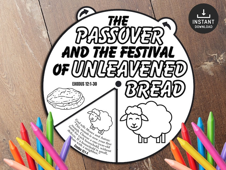 Passover Coloring Wheel, Passover Craft, Passover Activity, Bible ...
