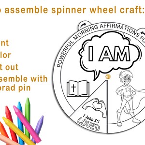 I AM Affirmation Scripture Coloring Wheel, Printable Bible Activity ...