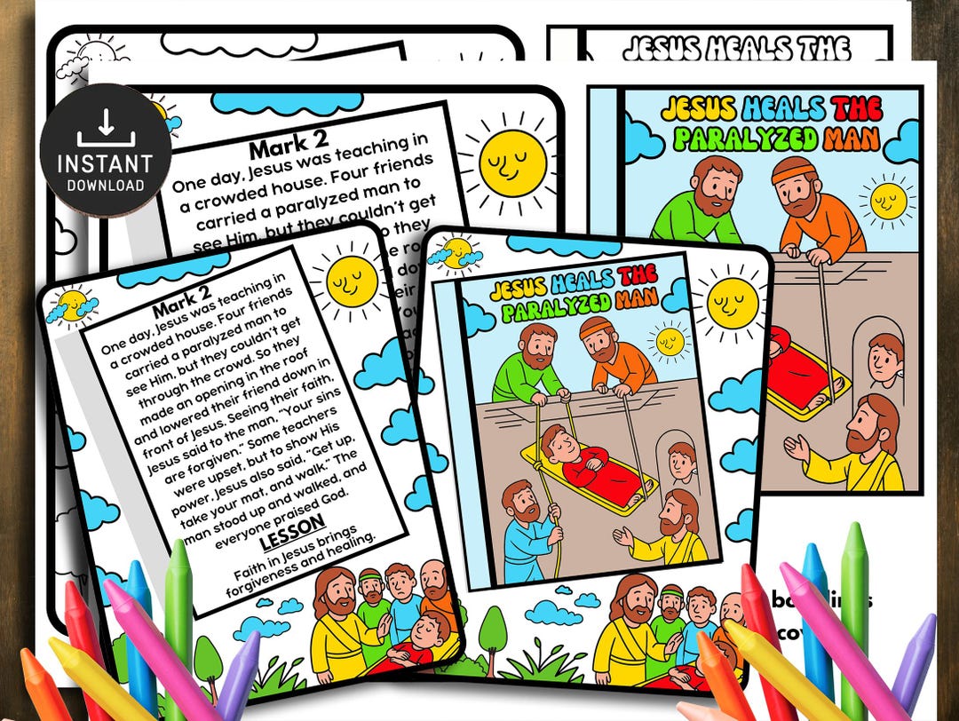 Jesus Heals Paralyzed Man Mini Book, Kids Bible Craft (digital Download ...