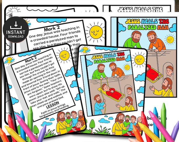 Jesus Heals a Paralyzed Man - Coloring Wheel | Bible Story Activity for ...