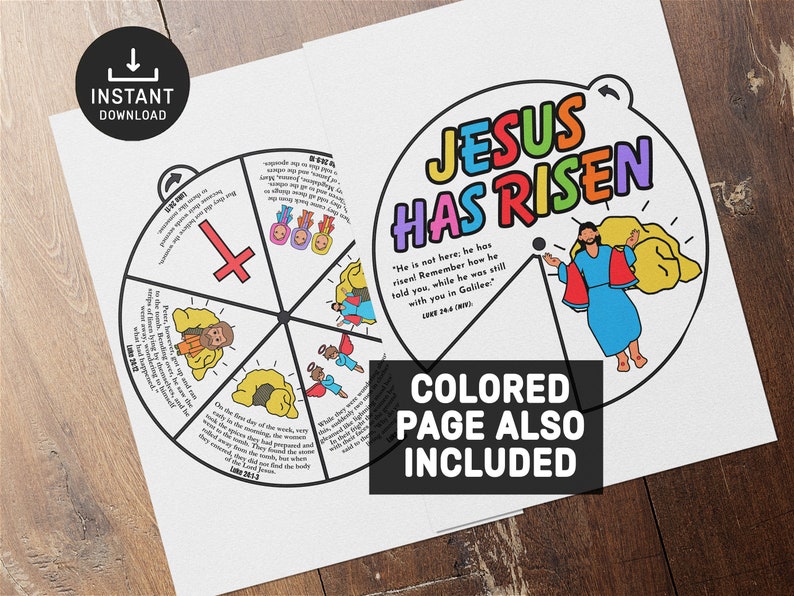 Easter Sunday Craft, Easter Sunday Bible Story Wheel Craft, Easter ...