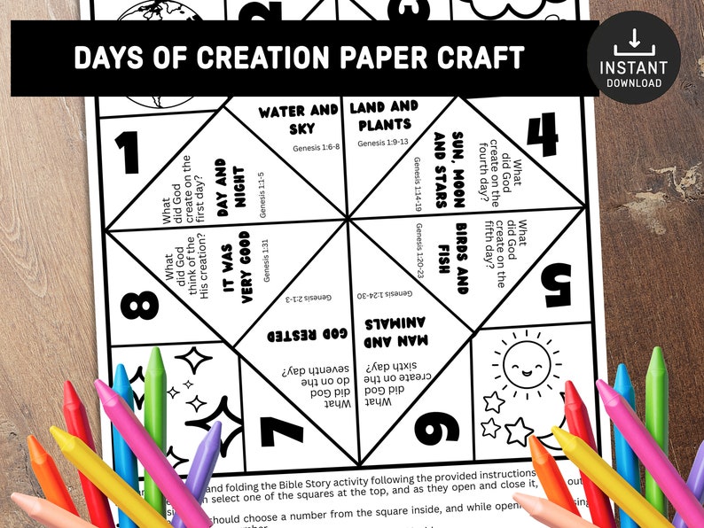 Days of Creation Paper Craft, Bible Story Activity, Sunday School Craft ...