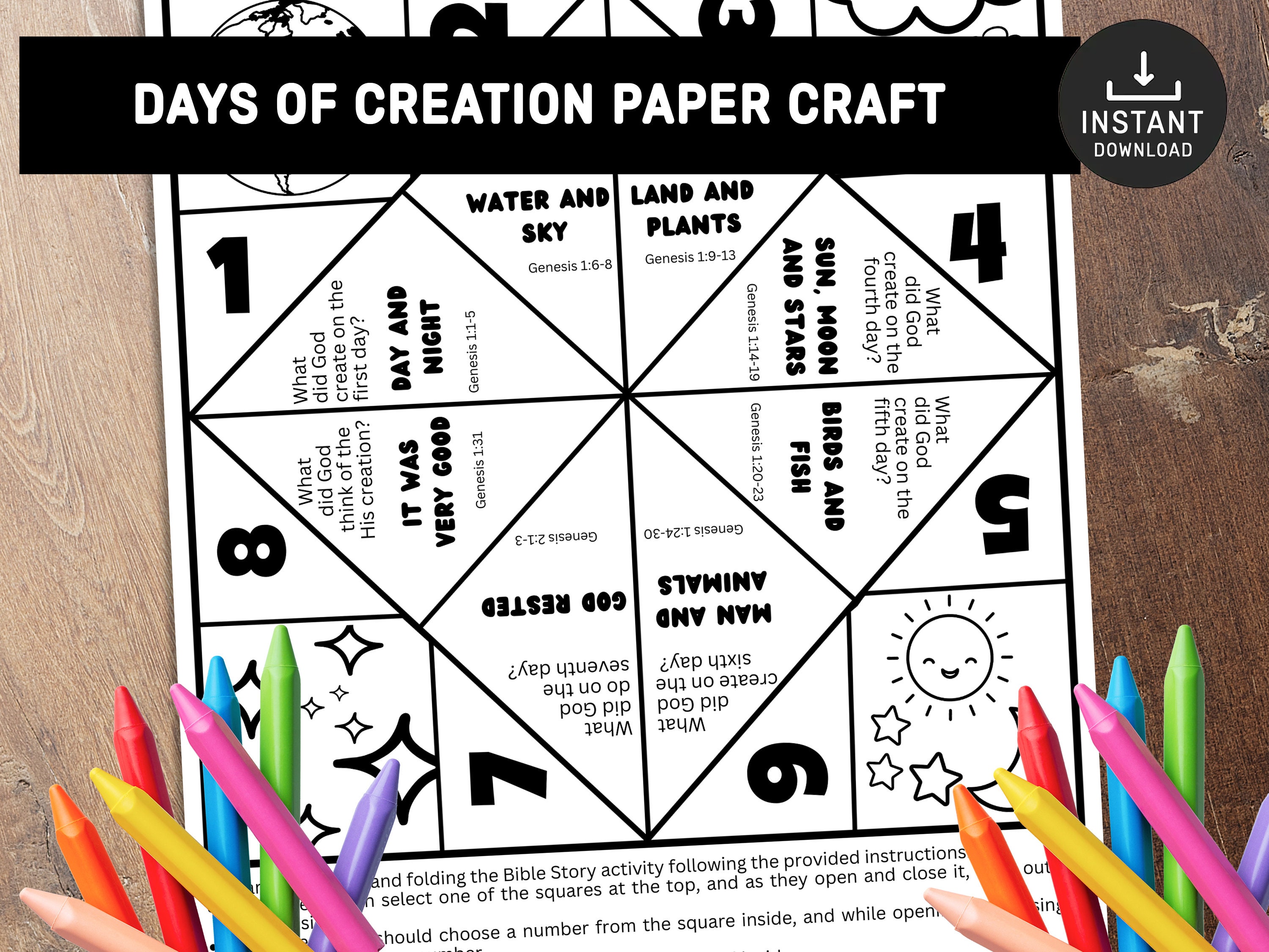 Days of Creation Paper Craft, Bible Story Activity, Sunday School Craft ...
