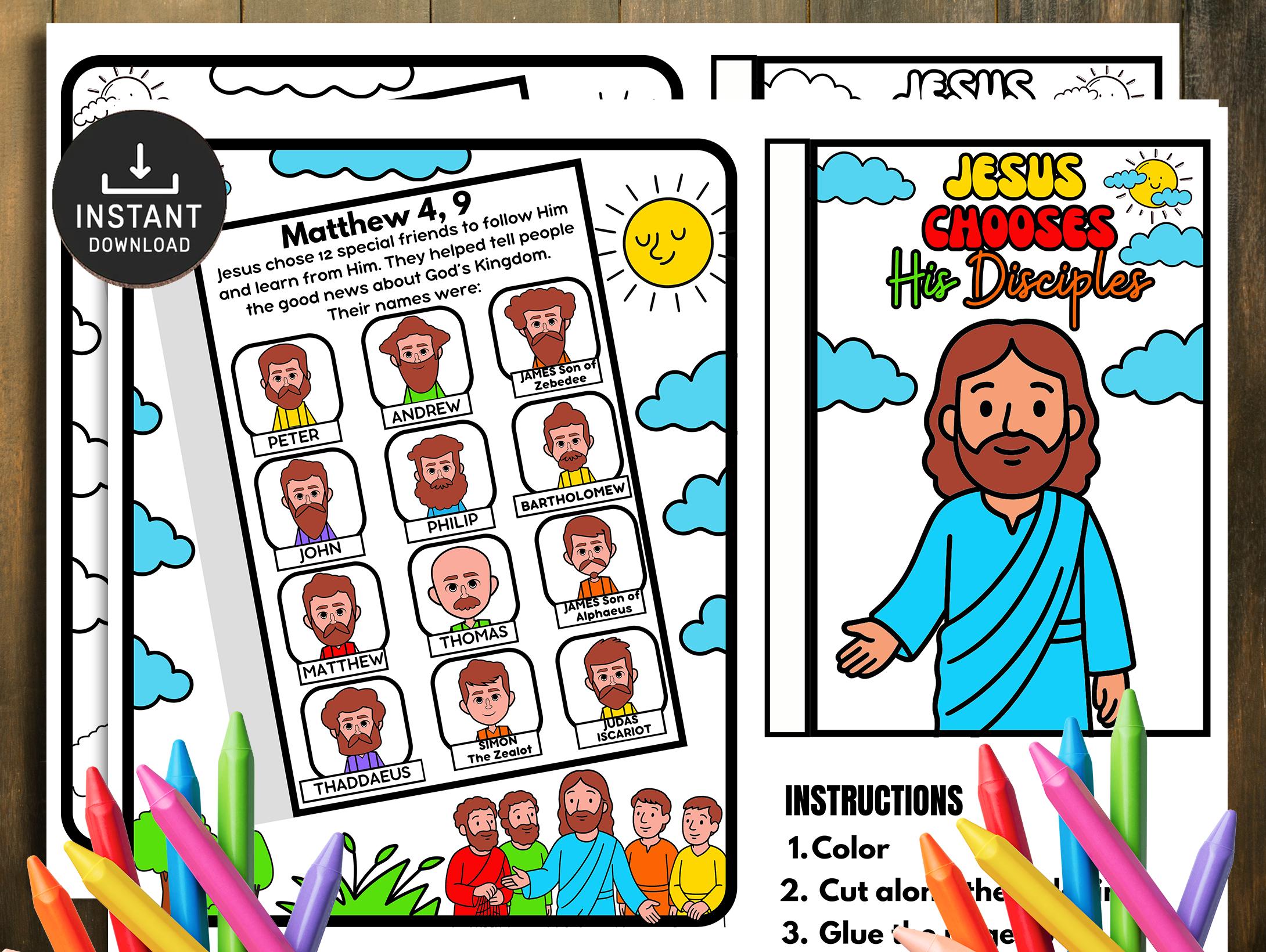 12 Disciples Craft Mini Book, Sunday School Activity (digital Download ...