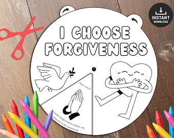 Forgive Scripture Coloring Wheel, Printable Bible Activity, Forgiveness ...