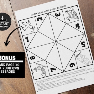 Noah's Ark Bible Story Activity, Sunday School Craft, Printable Paper ...