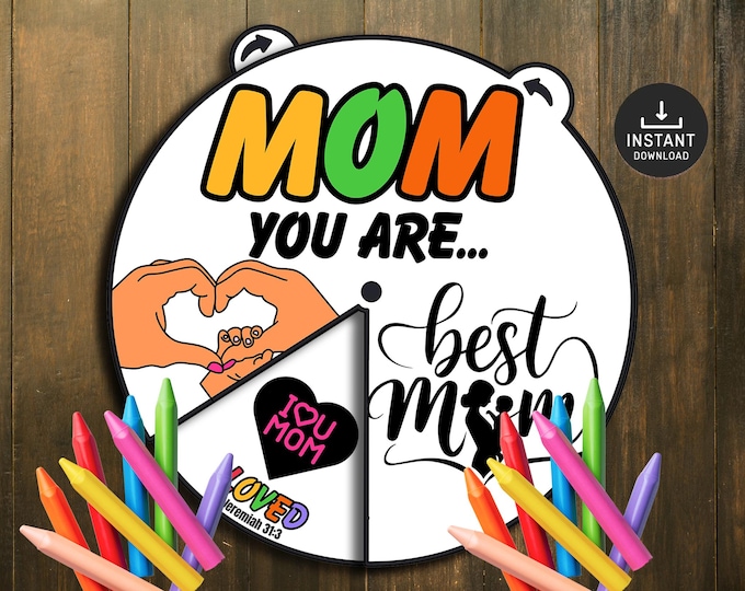 Mother's Day Coloring Wheel Printable Activity, Preschool Kindergarten ...