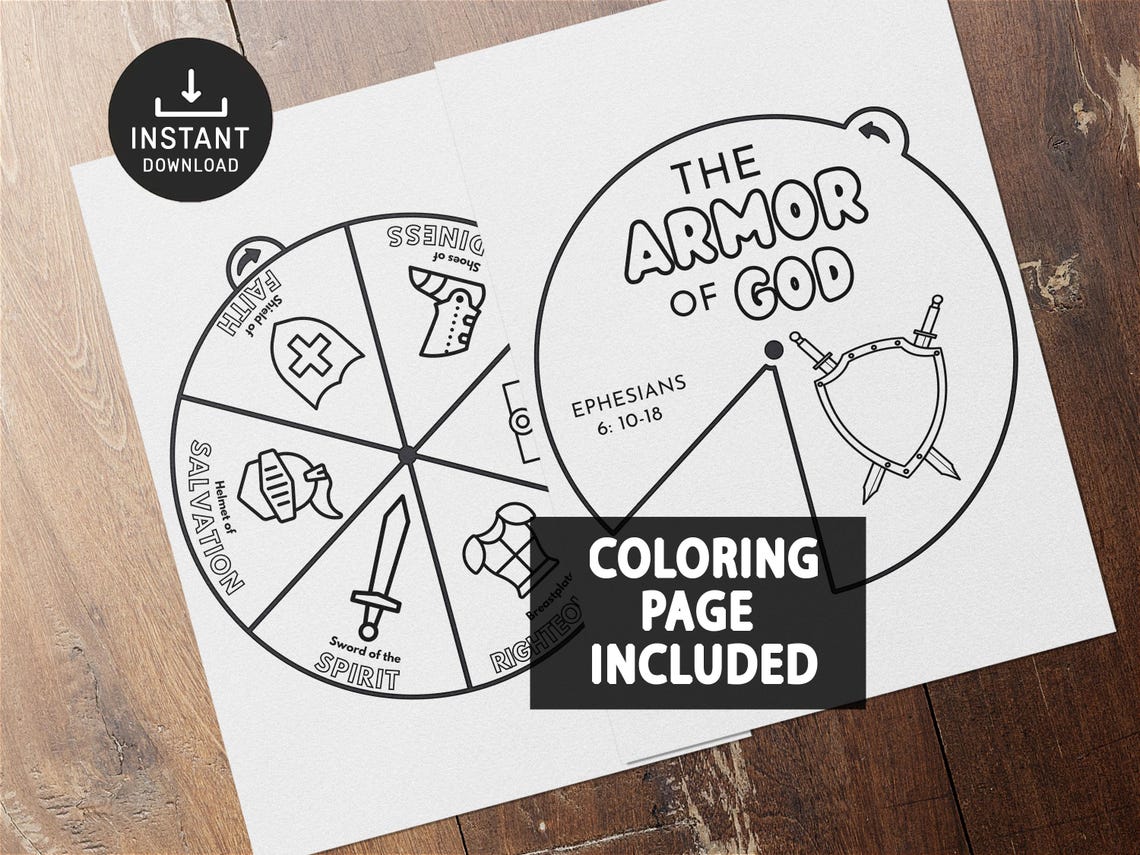 Armor of God Coloring Wheel, Bible Activity, Bible Lesson, Memory Game ...