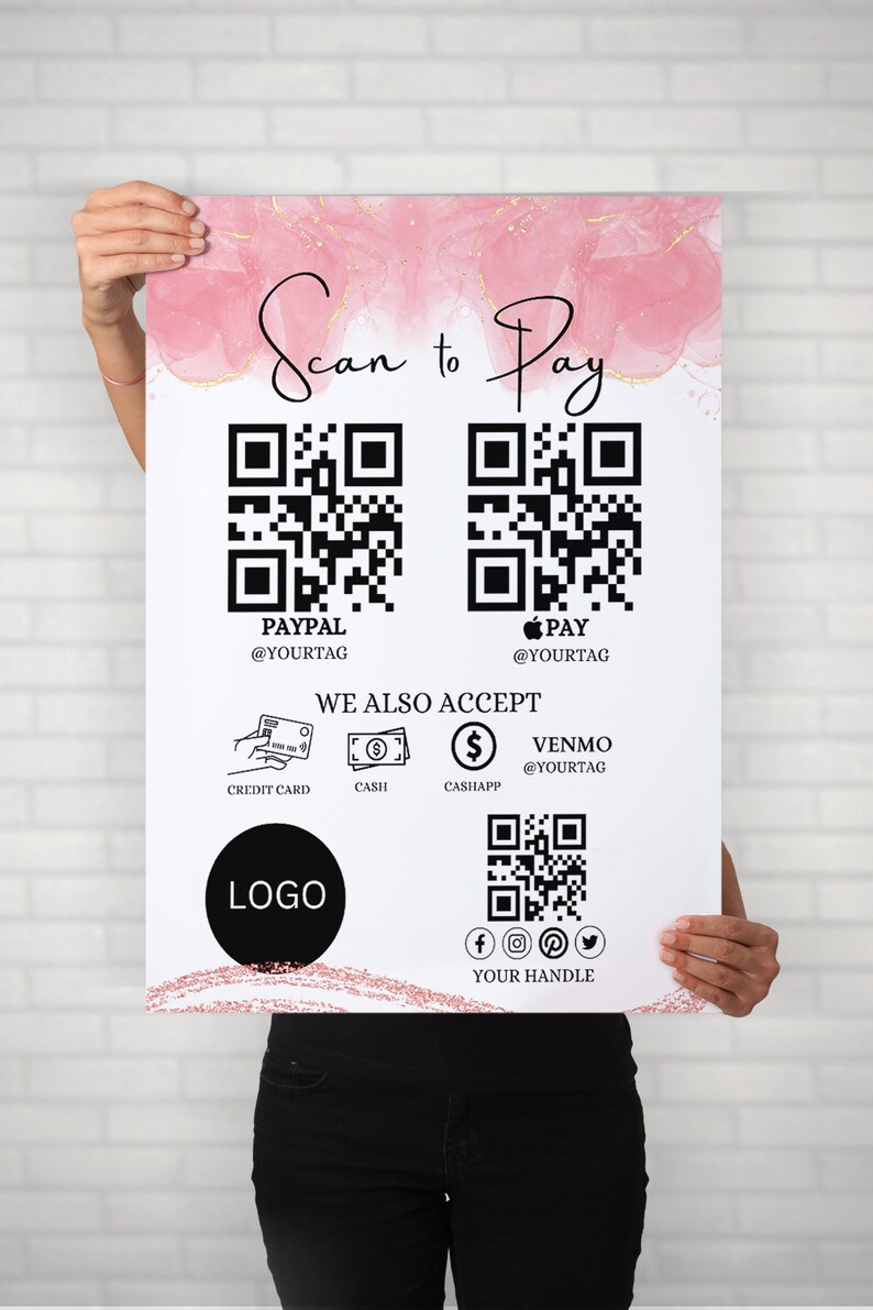 Editable QR Code Sign Printable Payment Sign Scan to Pay - Etsy