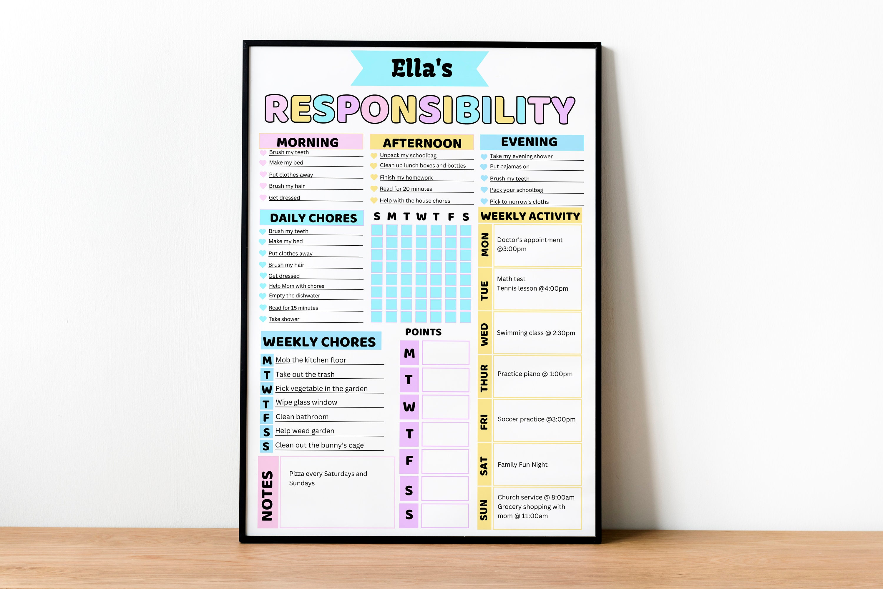 Editable Responsibility Chore Chart for Kids Printable - Etsy Australia