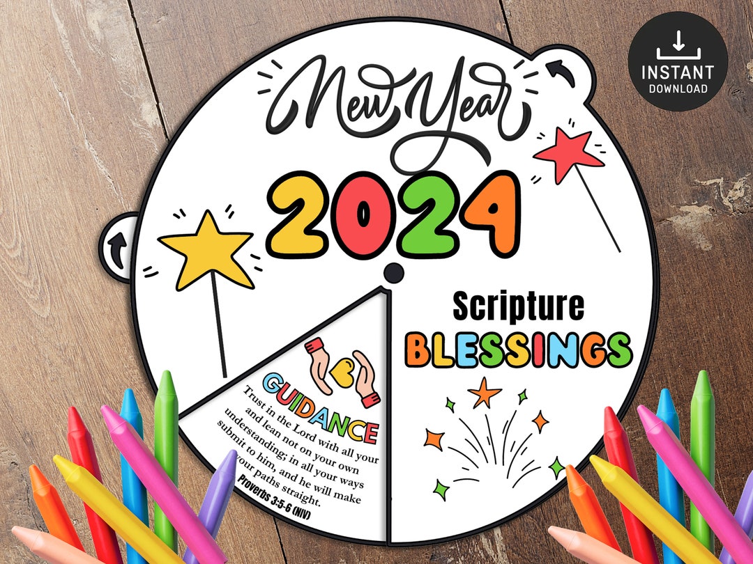 New Year 2024 Blessing Coloring Wheel, Bible Activity, Kids Bible ...
