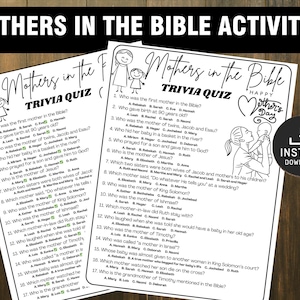 Mothers Day Game, Mom Bible Trivia, Sunday School Quiz, Bible Dads Quiz ...
