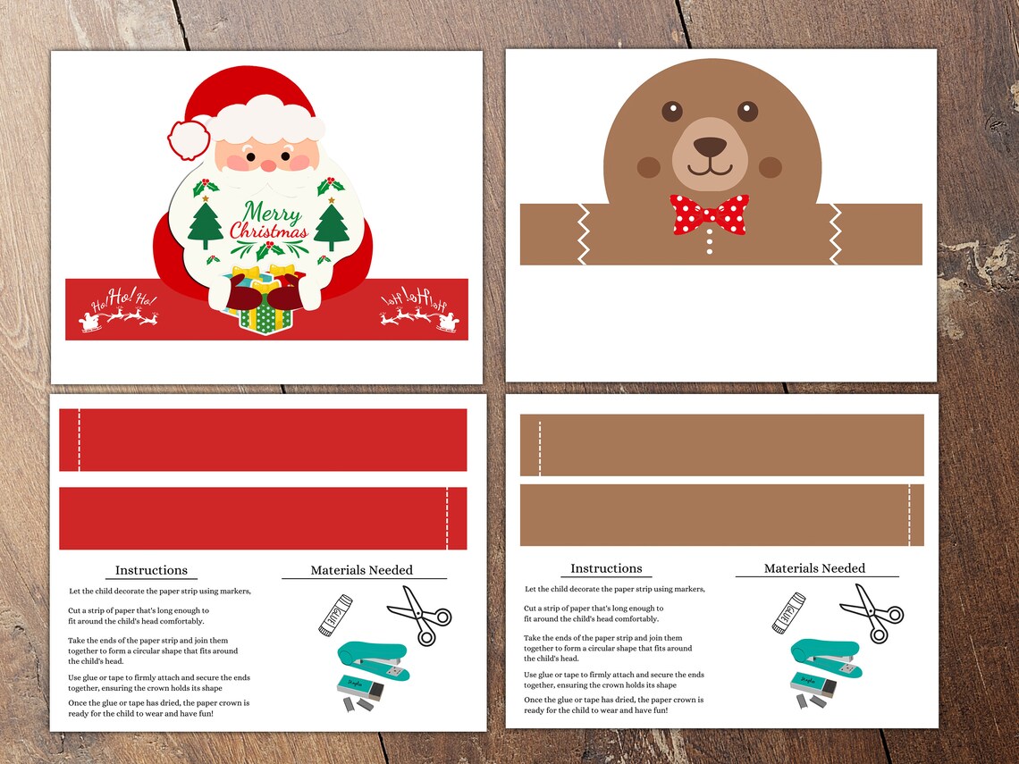 Christmas Paper Crowns Coloring Activity Printable Kids Craft Hats ...