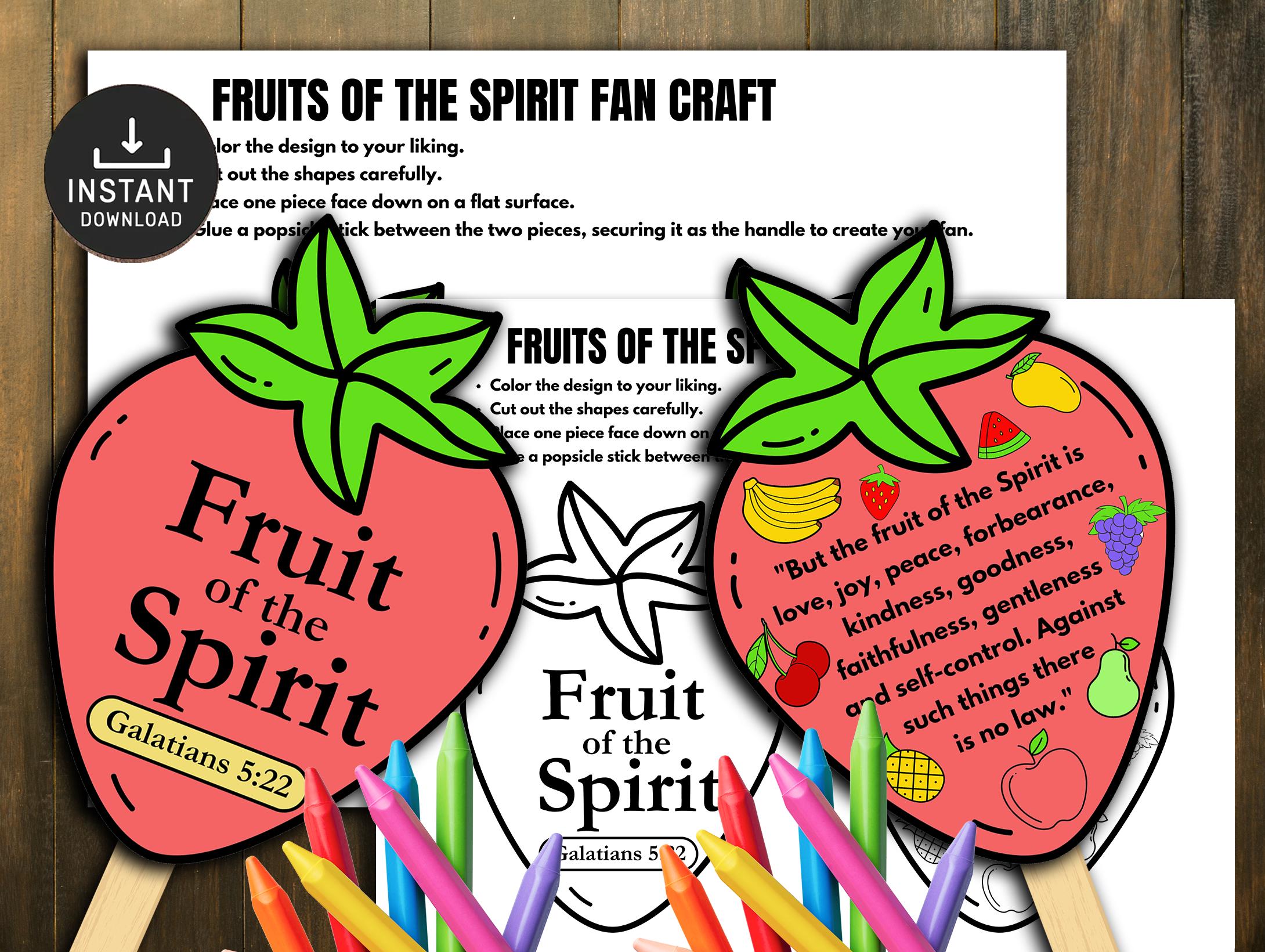 Fruit of the Spirit Fan Craft, Printable Bible Activity, Memory Game ...
