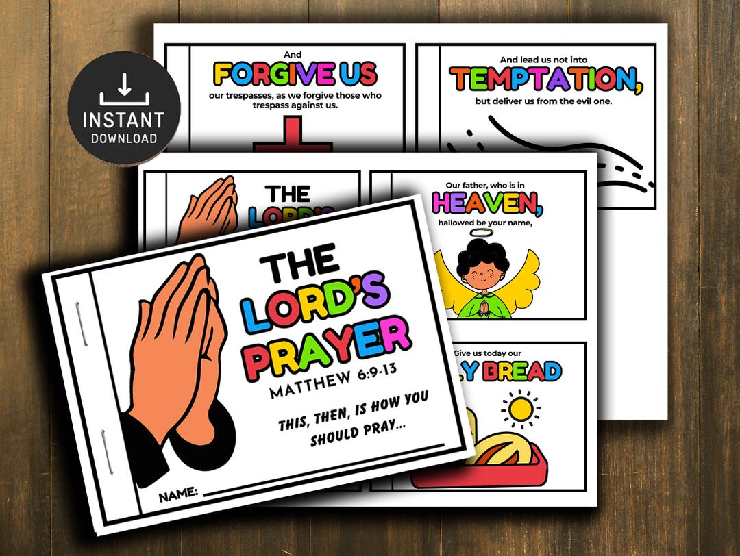 The Lord's Prayer Mini Book, Bible Activity, Kids Bible Lesson, Memory ...