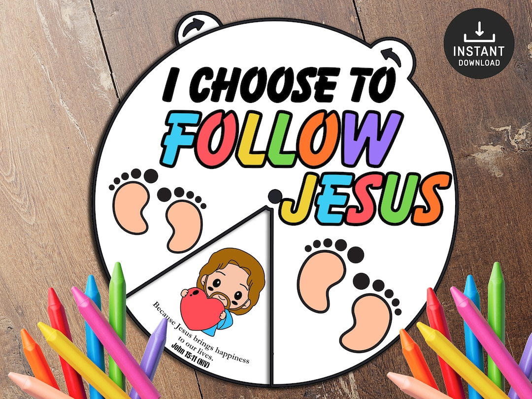 I Choose to Follow Jesus Coloring Wheel, Printable Bible Activity, Kids ...