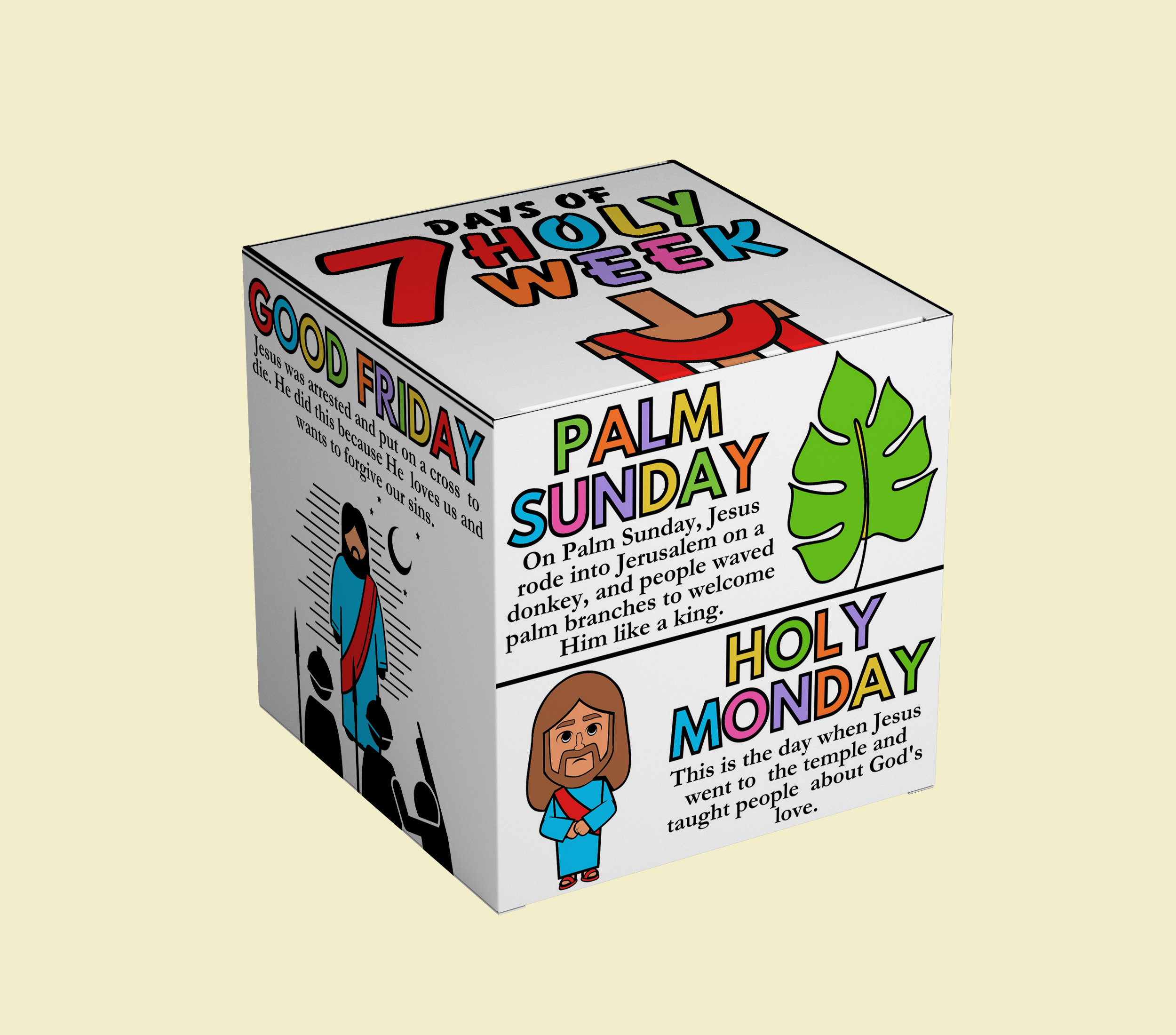 Easter Story Coloring Cube, Easter Bible Story Sunday School Craft ...