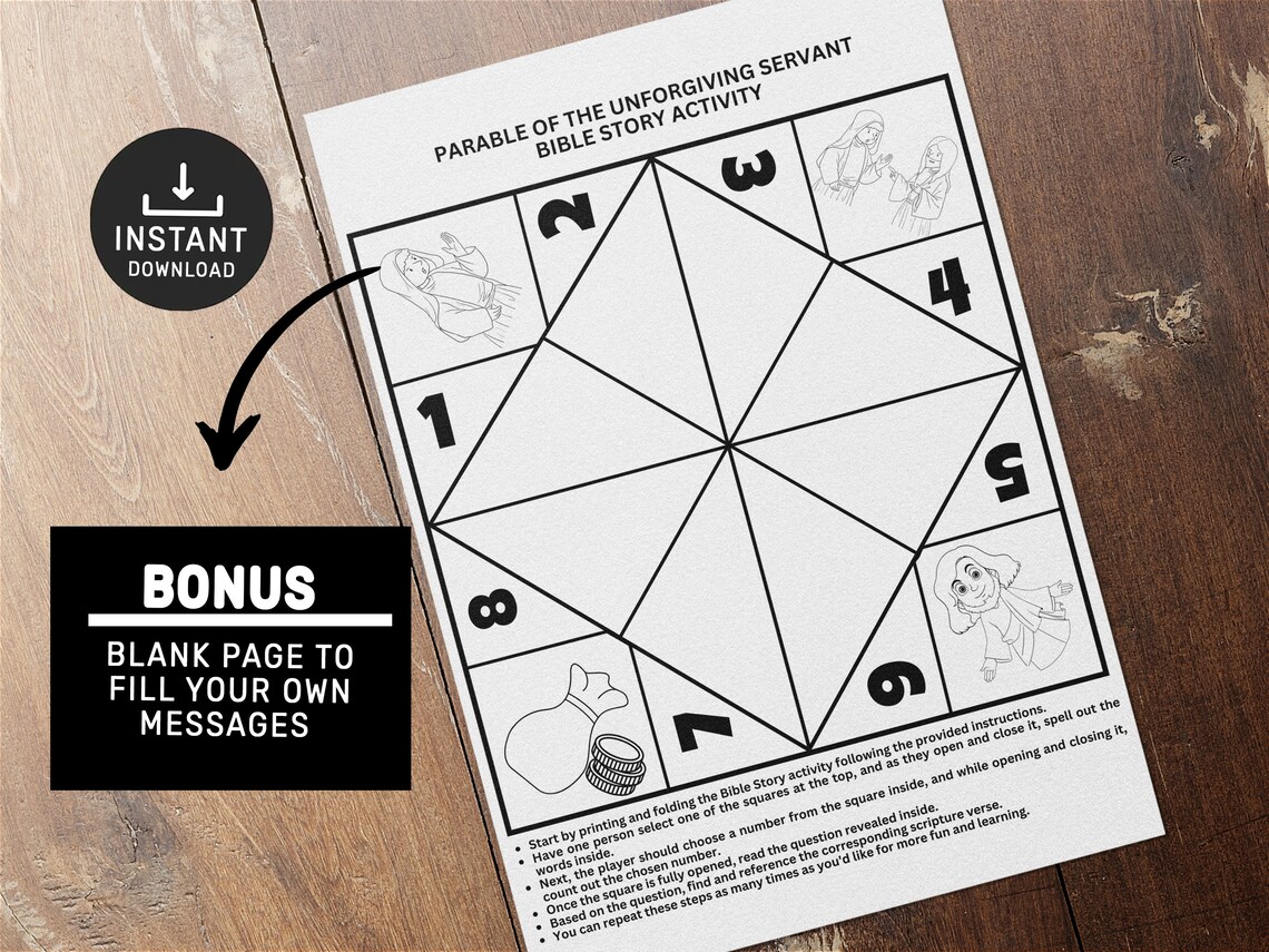 Parable of Unforgiving Servant Paper Craft Fortune Teller - Etsy Canada