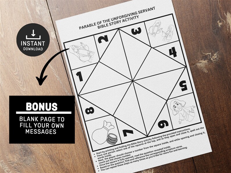 Parable of Unforgiving Servant Paper Craft Fortune Teller - Etsy Canada