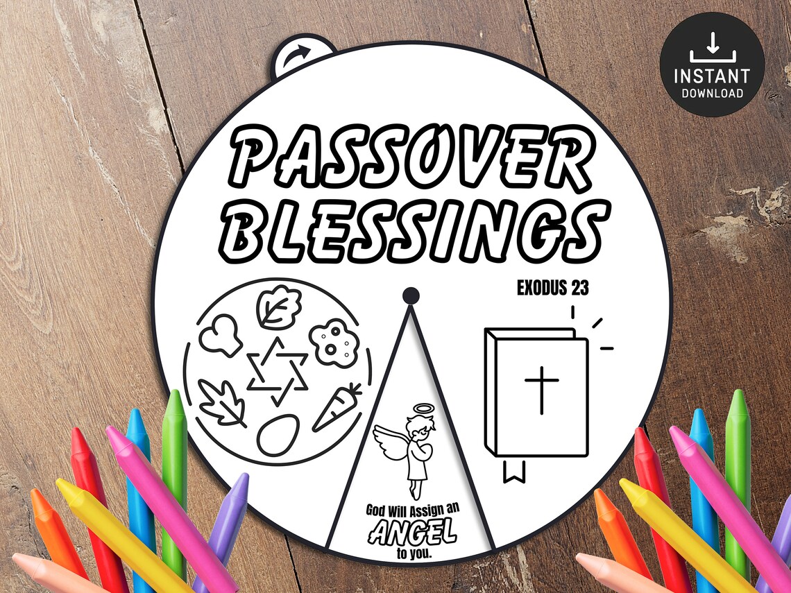 Passover Blessings Coloring Wheel, Passover Craft, Passover Activity ...
