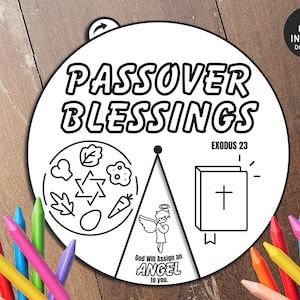 Passover Blessings Coloring Wheel, Passover Craft, Passover Activity ...