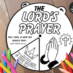 The Lord's Prayer Coloring Wheel, Bible Activity, Kids Bible Lesson ...