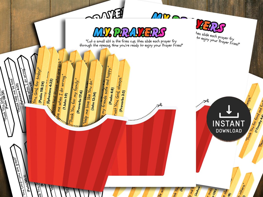 Prayer Fries, Bible Crafts for Kids, Sunday School Craft, Jesus Craft ...