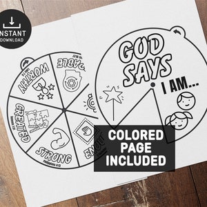 God Says I Am Coloring Wheel, Printable Bible Activity, Kids Bible ...