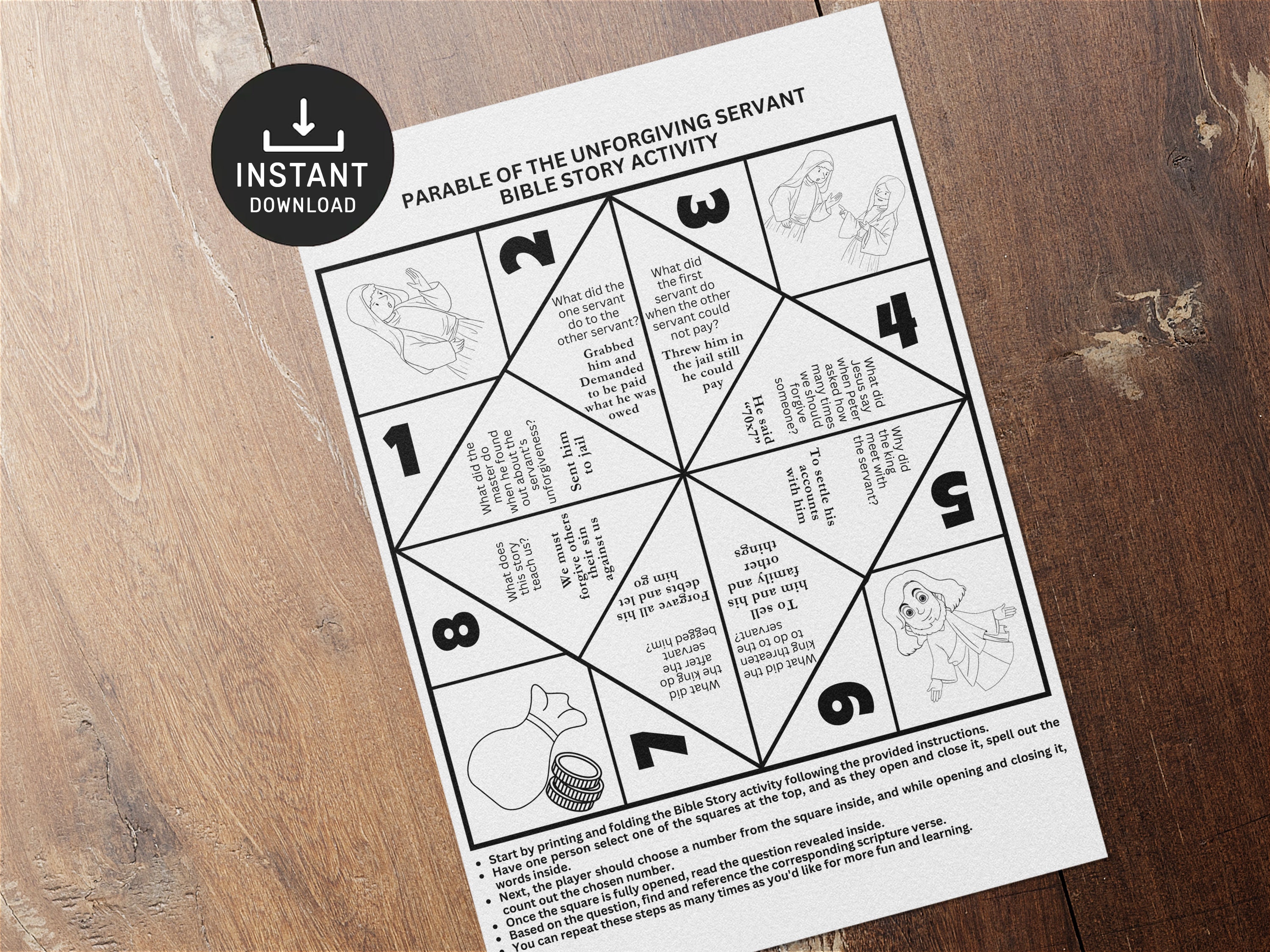 Parable of Unforgiving Servant Paper Craft Fortune Teller - Etsy Canada