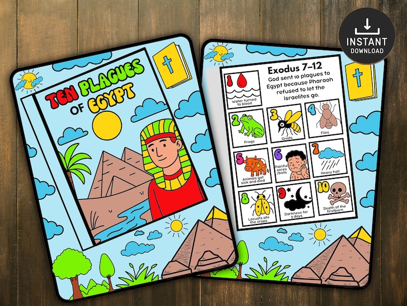 Ten Plagues of Egypt Mini Book, Kids Bible Lesson, Sunday School, Bible ...