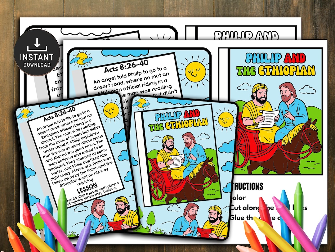 Philip and the Ethiopian Bible Story Craft, Kids Sunday School (digital ...