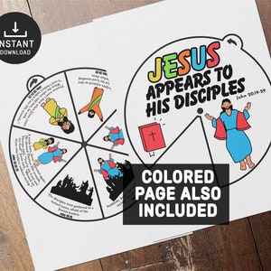 Jesus Appears to His Disciples Coloring Wheel, Easter Craft, Bible ...