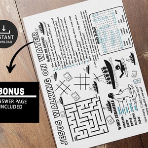Jesus Walks on Water Activity Placemat, Bible Activity, Sunday School ...
