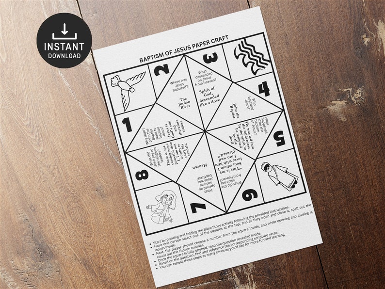 Baptism of Jesus Craft, Jesus Baptized, Fortune Teller, Cootie Catcher ...