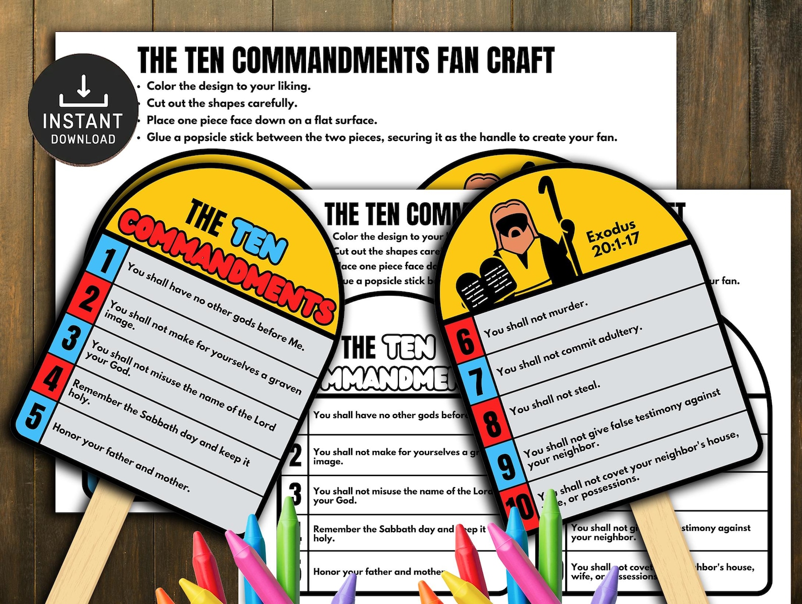The Ten Commandments Fan Craft, Bible Activity, Kids Bible Lesson ...