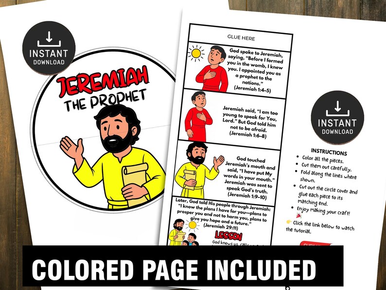 Jeremiah the Prophet Folding Surprise Bible Story Craft, Bible Lesson ...