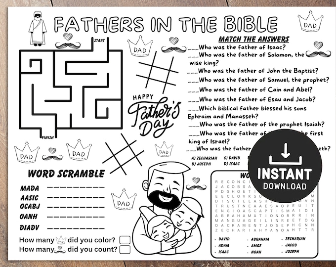 Fathers Day Best Dad Bible Awards Printable, Sunday School Kids Gift ...