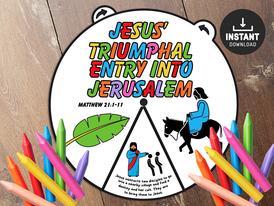 Palm Sunday Coloring Wheel, Jesus Palm Sunday, Triumphant Entry to ...