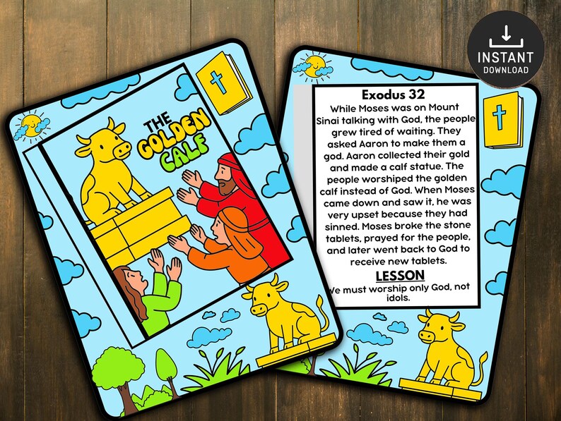 Golden Calf Mini Book, Kids Bible Lesson, Sunday School, Bible Story ...