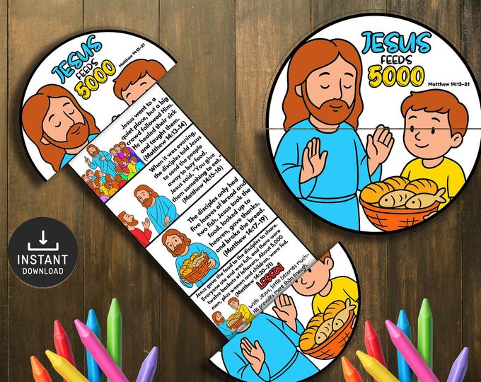 Jesús Alimenta a 5000, Spanish Jesus Feeds 5000 Printable Wheel ...