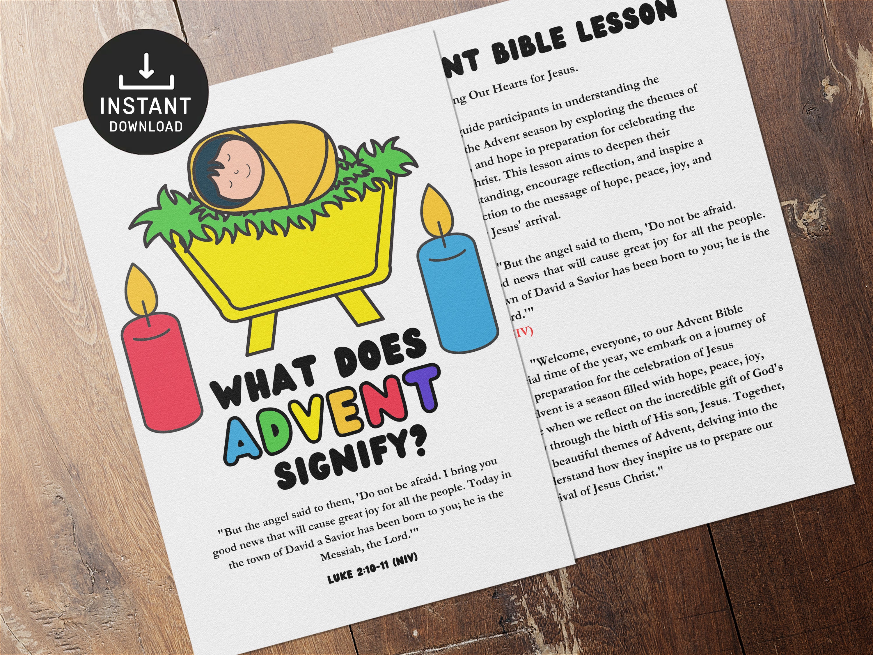 Advent Bible Lesson Christmas Craft Activity Printable for Kids, Kids ...