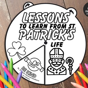 St Patricks Coloring Wheel, Shamrock Bible Activity, Printable Kids ...