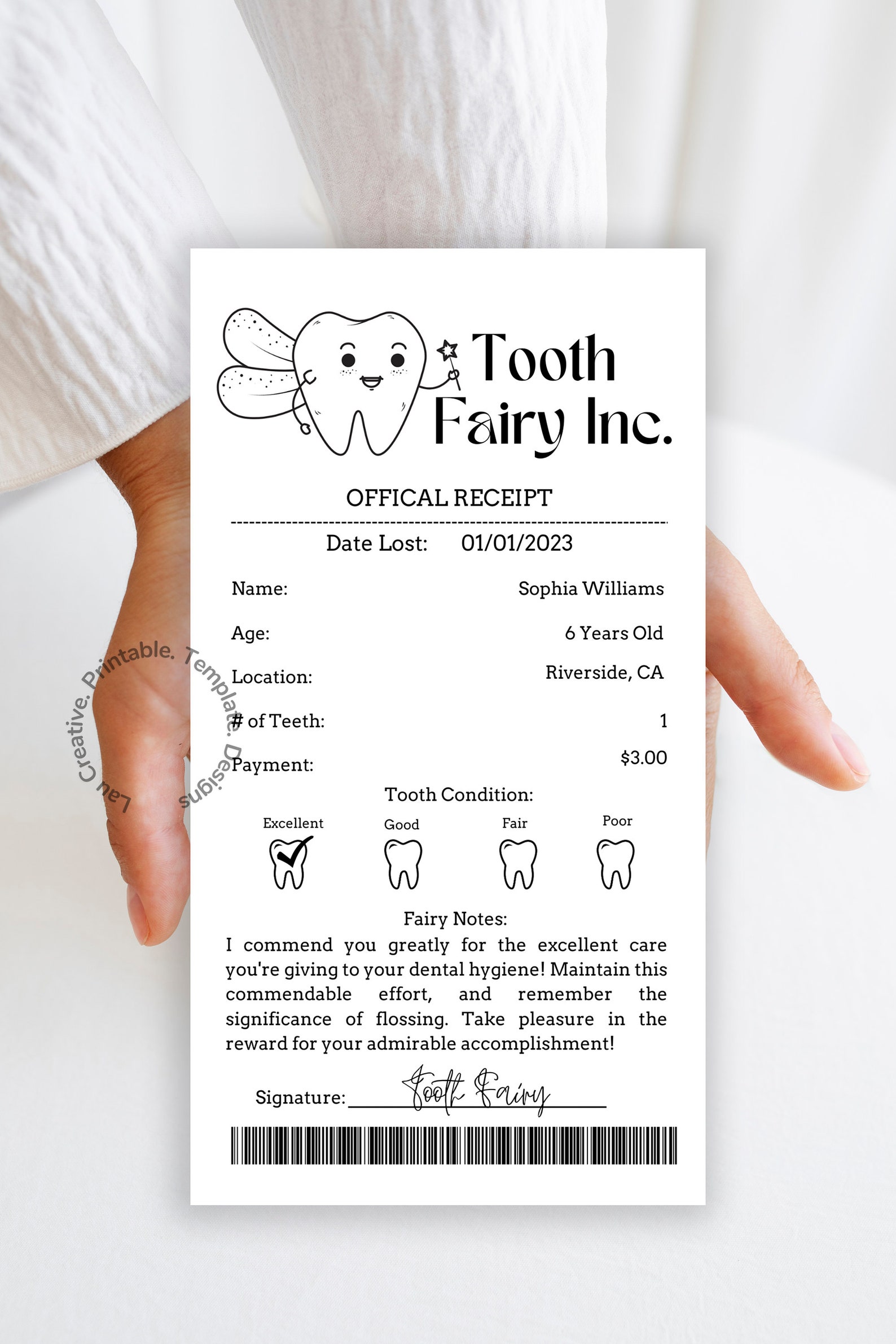 Tooth Fairy Receipt Template Editable Tooth Fairy Letter - Etsy