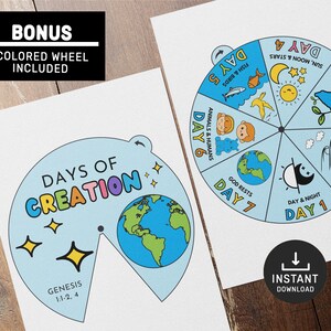 Days of Creation Coloring Wheel, Bible Activity, Kids Bible Lesson ...