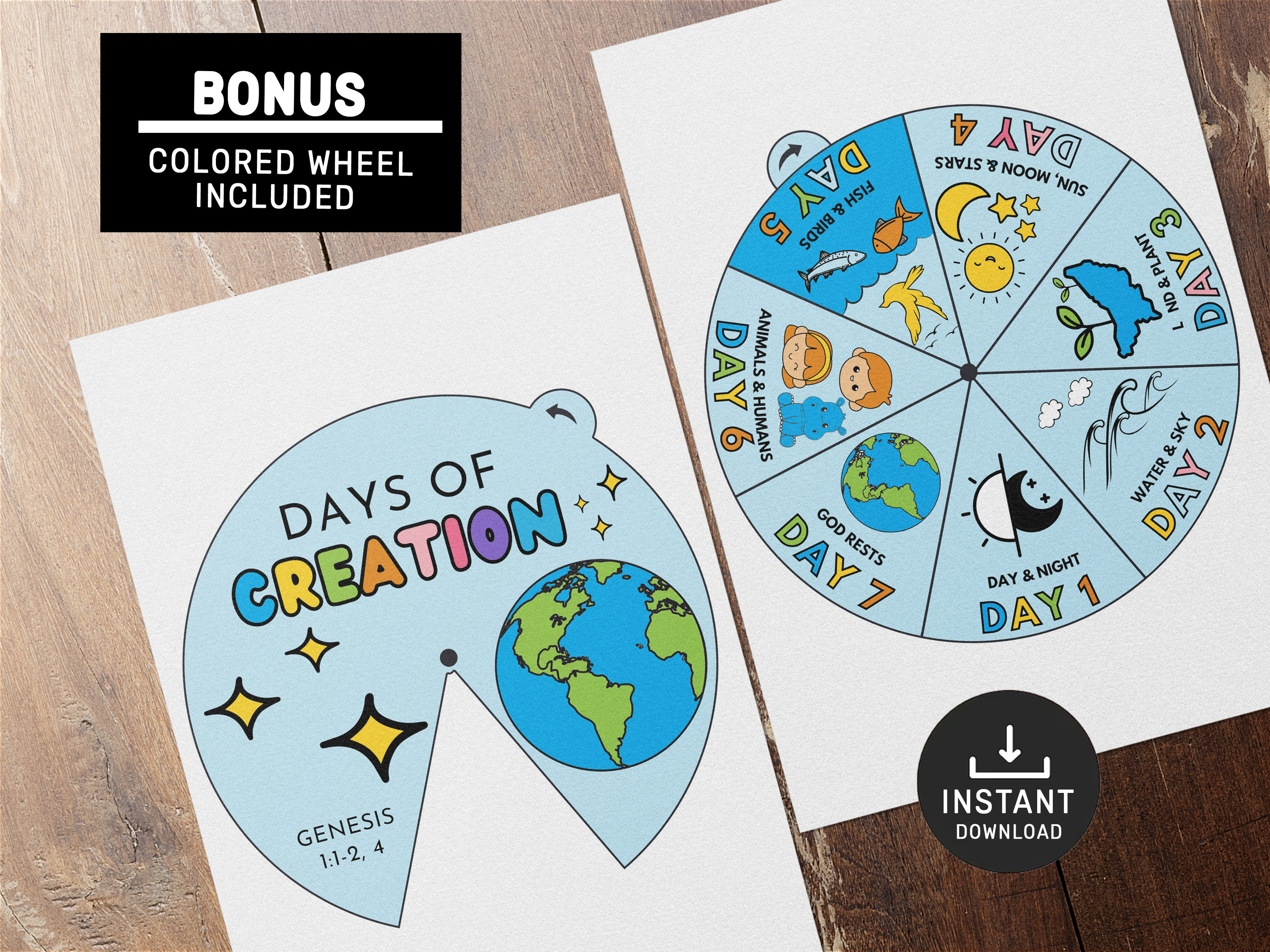 Days of Creation Coloring Wheel Bible Activity Kids Bible - Etsy