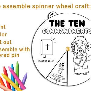 Ten Commandments Coloring Wheel, Bible Activity, Kids Bible Lesson ...