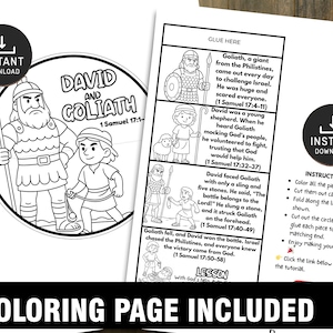 David and Goliath Folding Surprise Bible Story Craft, Bible Lesson ...