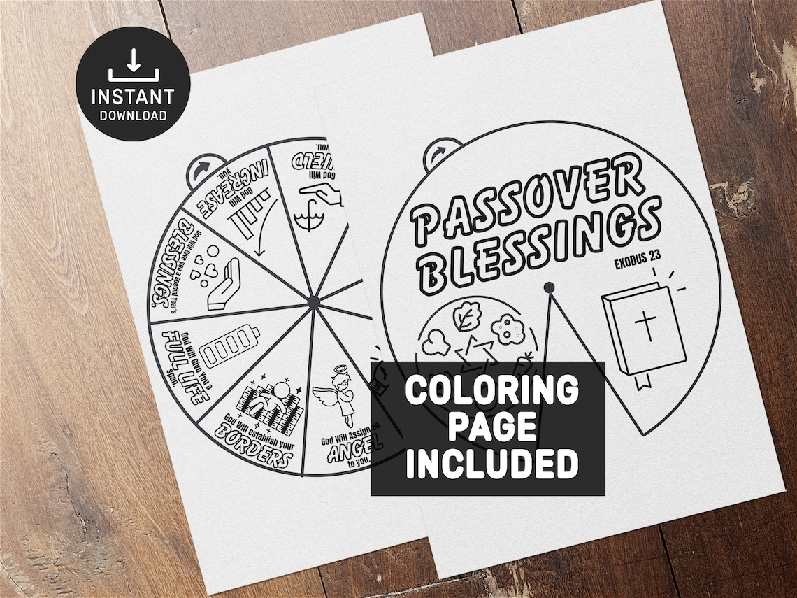 Passover Blessings Coloring Wheel, Passover Craft, Passover Activity ...