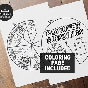 Passover Blessings Coloring Wheel, Passover Craft, Passover Activity ...