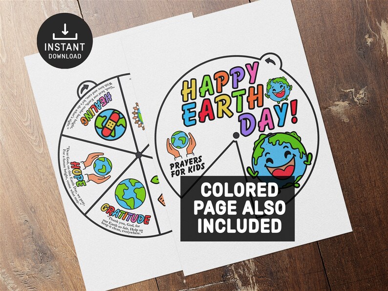 Earth Day Coloring Wheel, Earth Day Activity, Earth Day Preschool ...